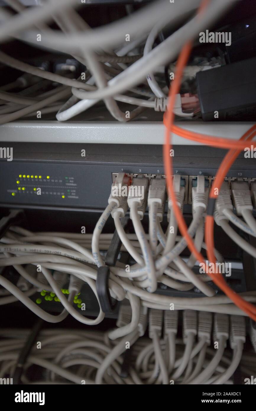 Rack Mounted Servers In A Server Room, close up Stock Photo - Alamy