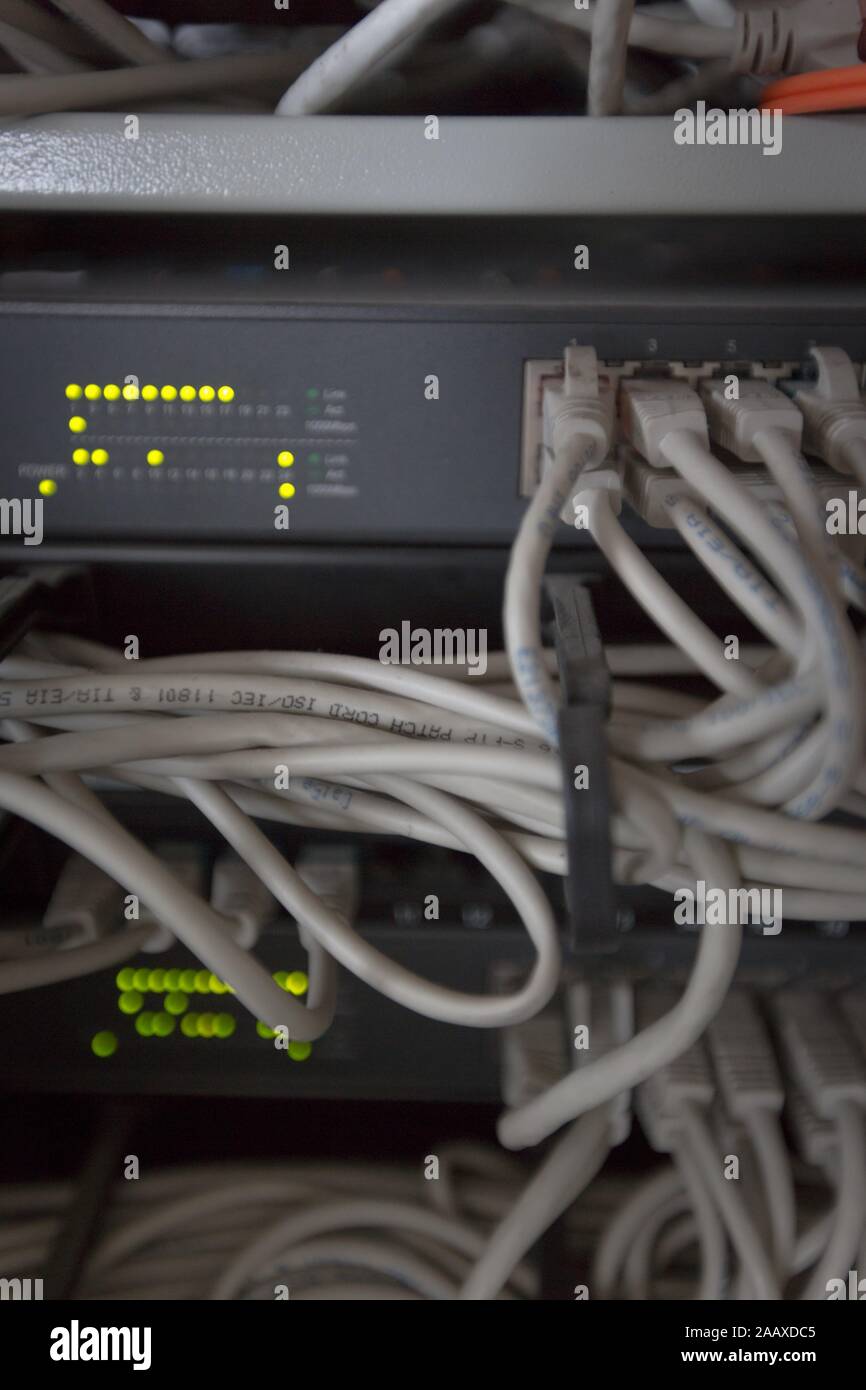 Rack Mounted Servers In A Server Room, close up Stock Photo - Alamy