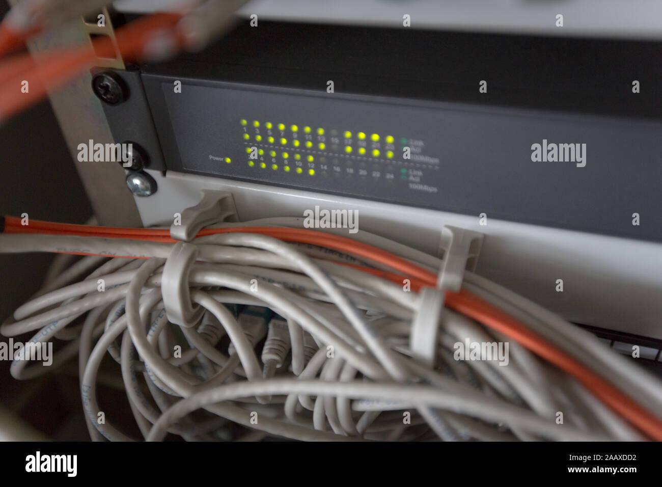 Rack Mounted Servers In A Server Room, close up Stock Photo - Alamy