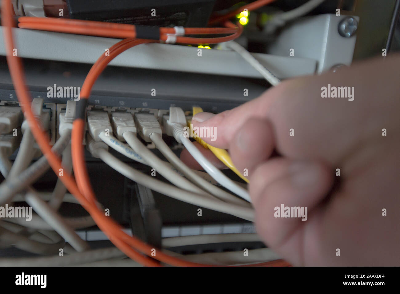 Rack Mounted Servers In A Server Room, close up Stock Photo - Alamy