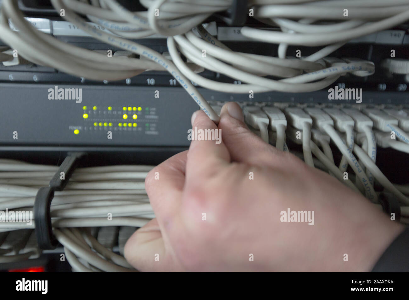 Rack Mounted Servers In A Server Room, close up Stock Photo - Alamy
