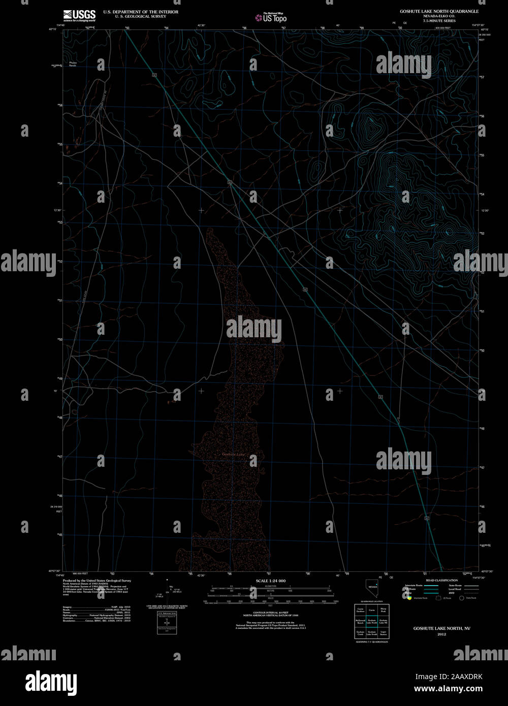USGS TOPO Map Nevada NV Goshute Lake North 20120131 TM Inverted ...