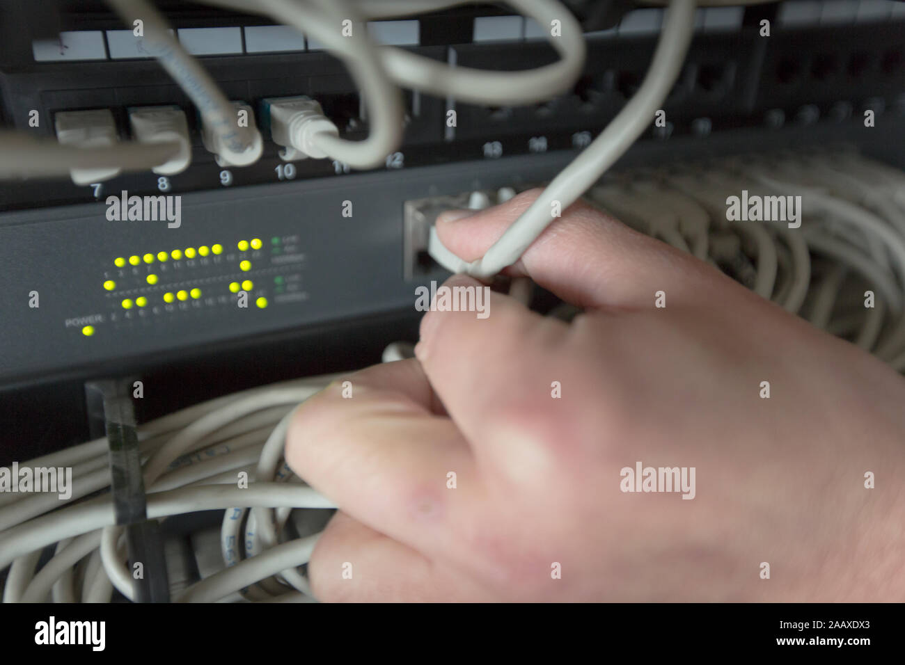 Rack Mounted Servers In A Server Room, close up Stock Photo - Alamy