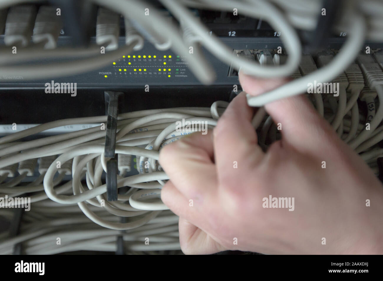 Rack Mounted Servers In A Server Room, close up Stock Photo - Alamy