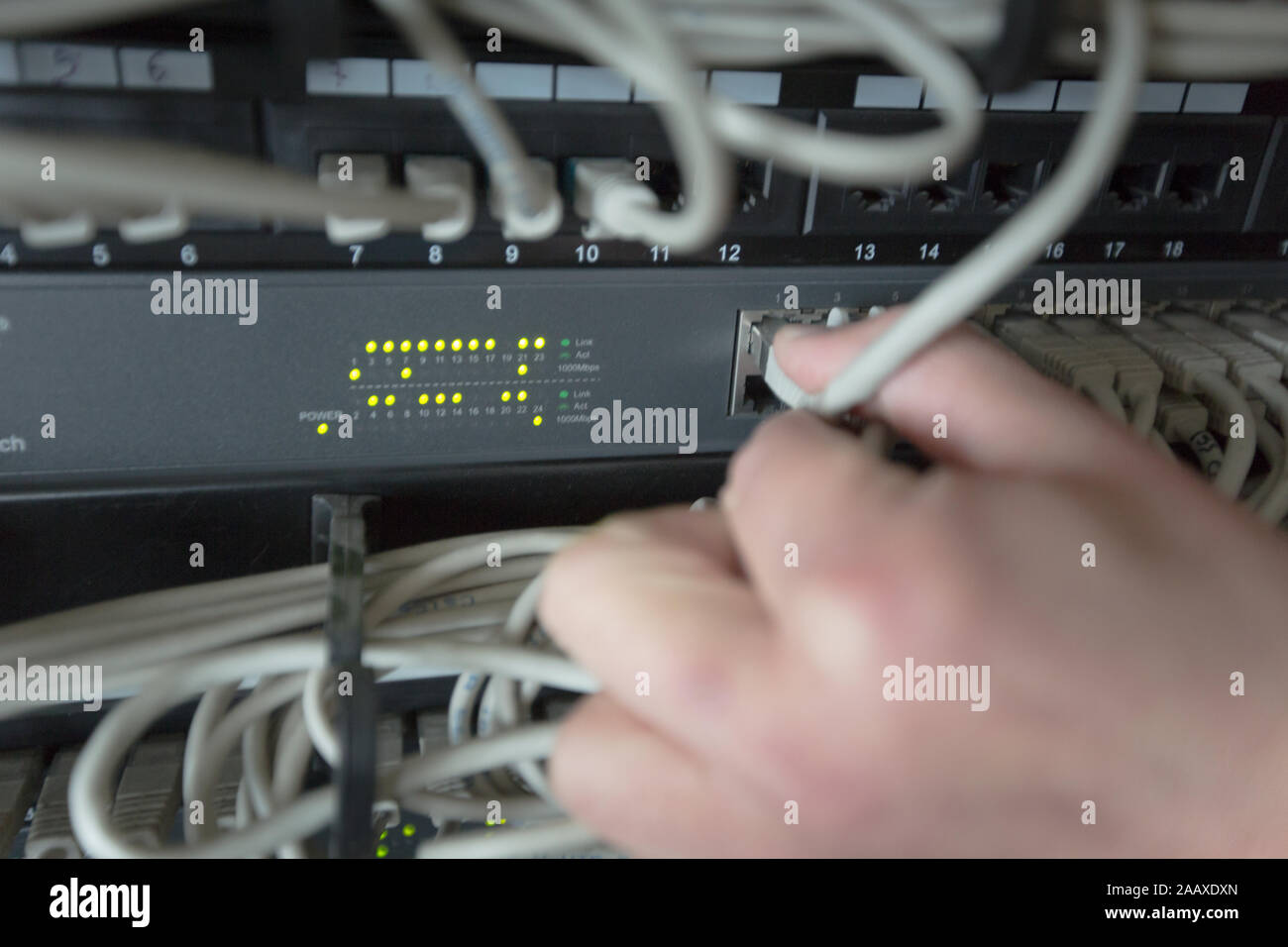 Rack Mounted Servers In A Server Room, close up Stock Photo - Alamy