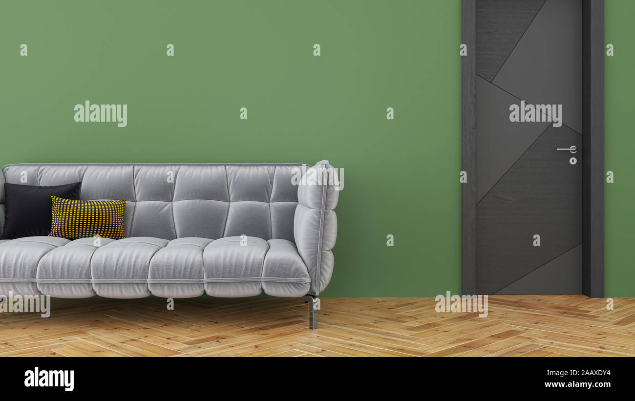 Modern design living room interior with beautiful view . 3D rendering ...