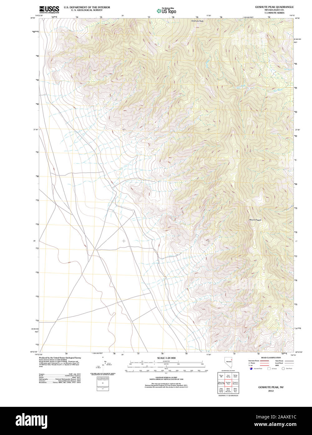 USGS TOPO Map Nevada NV Goshute Peak 20120131 TM Restoration Stock ...