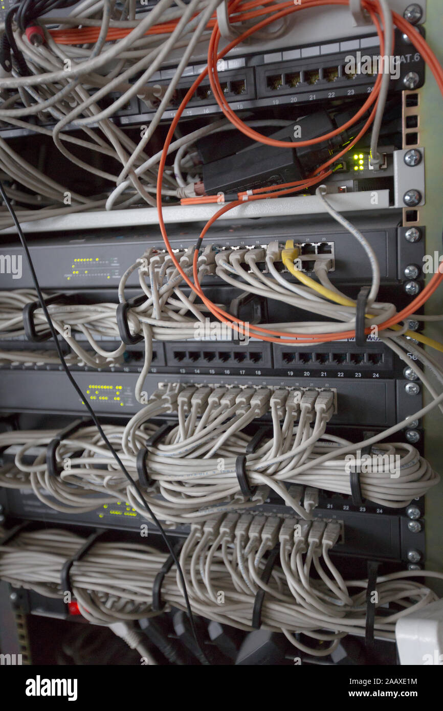 Rack Mounted Servers In A Server Room, close up Stock Photo - Alamy
