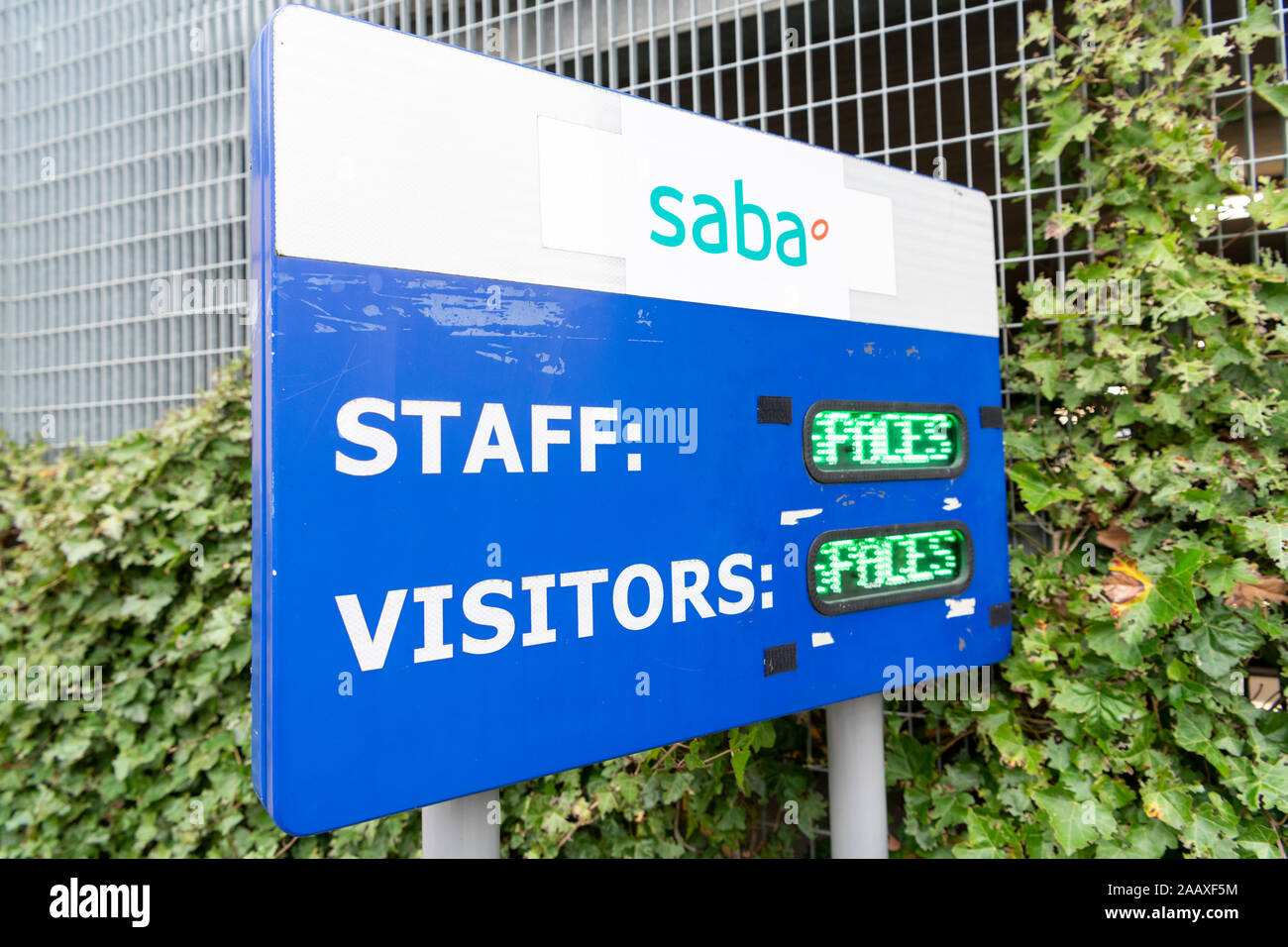 A hospital car park sign at Addenbrookes hospital Cambridge UK with a ...