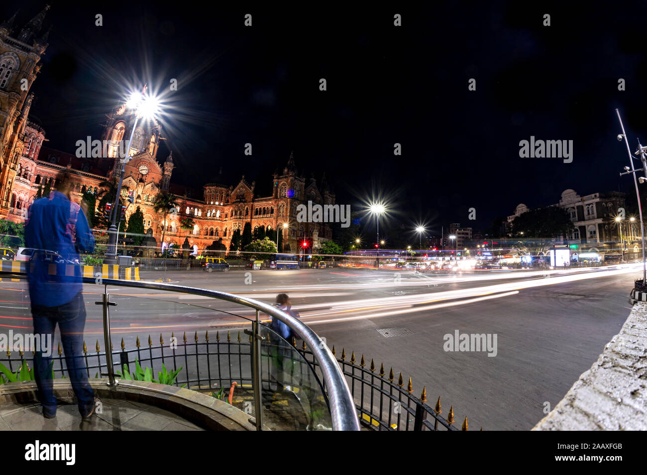 Night view chhatrapati shivaji terminus hi-res stock photography and ...
