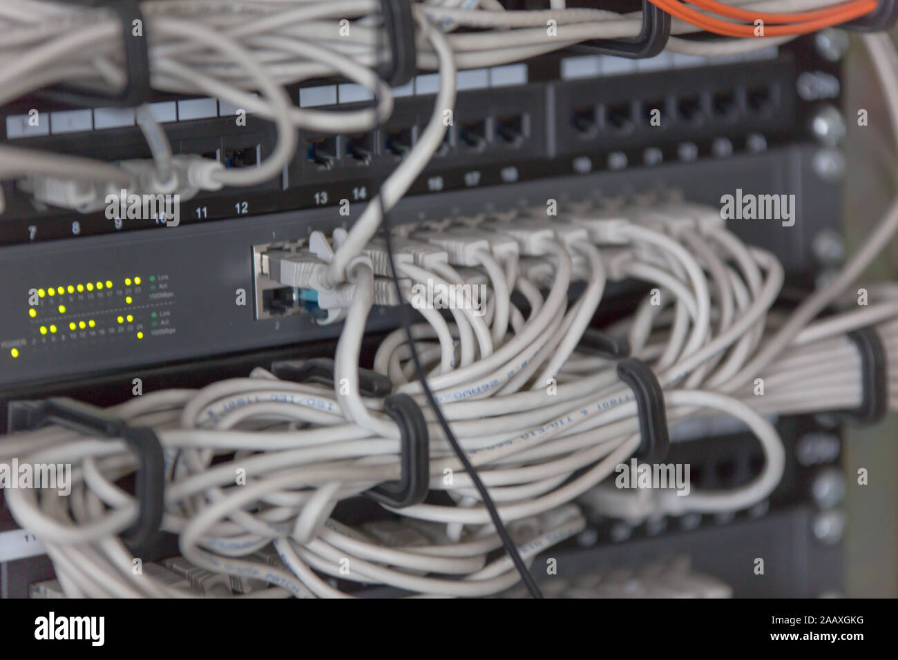 Rack Mounted Servers In A Server Room, close up Stock Photo - Alamy
