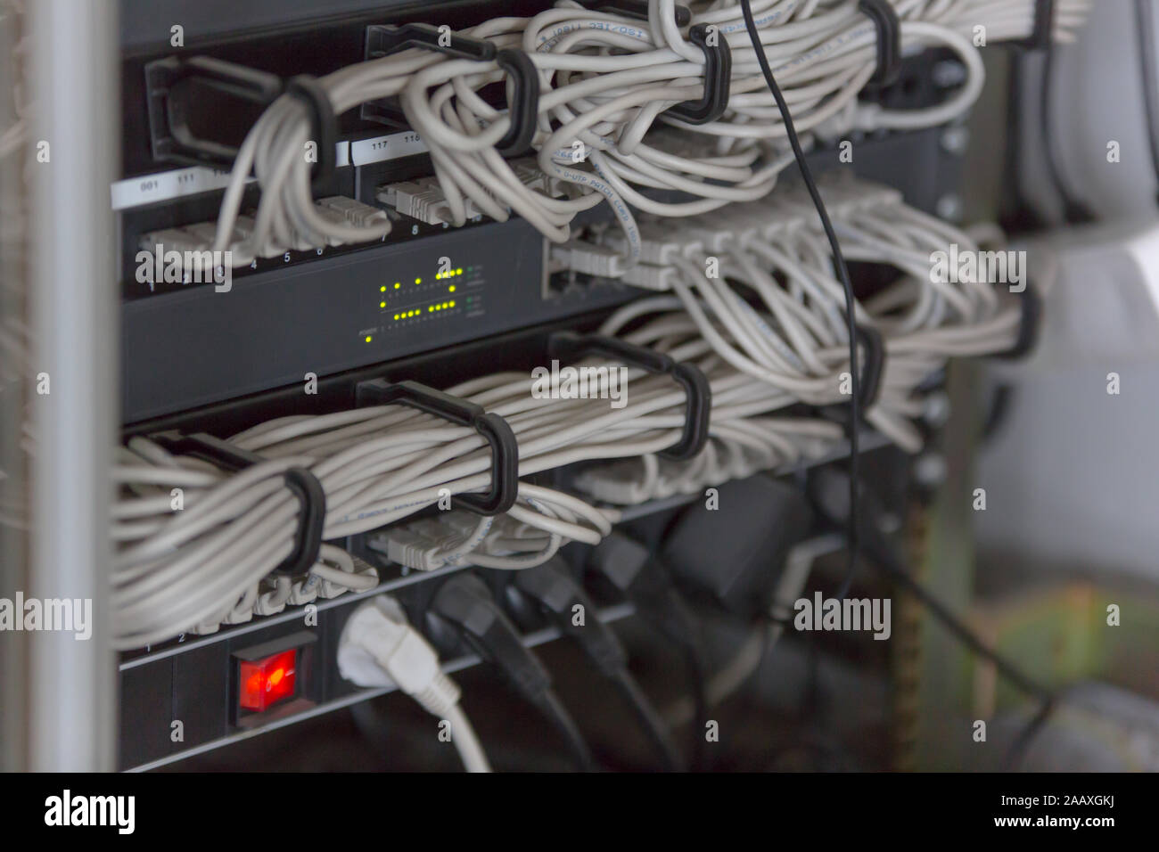 Rack Mounted Servers In A Server Room, close up Stock Photo - Alamy