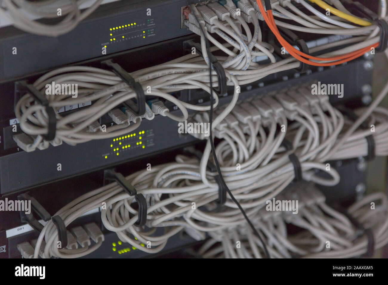 Rack Mounted Servers In A Server Room, close up Stock Photo - Alamy