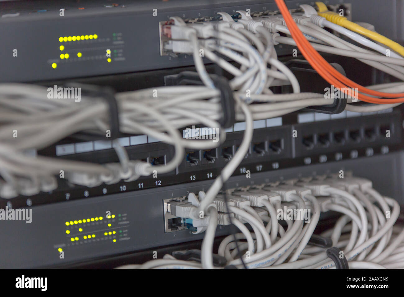 Rack Mounted Servers In A Server Room, close up Stock Photo - Alamy