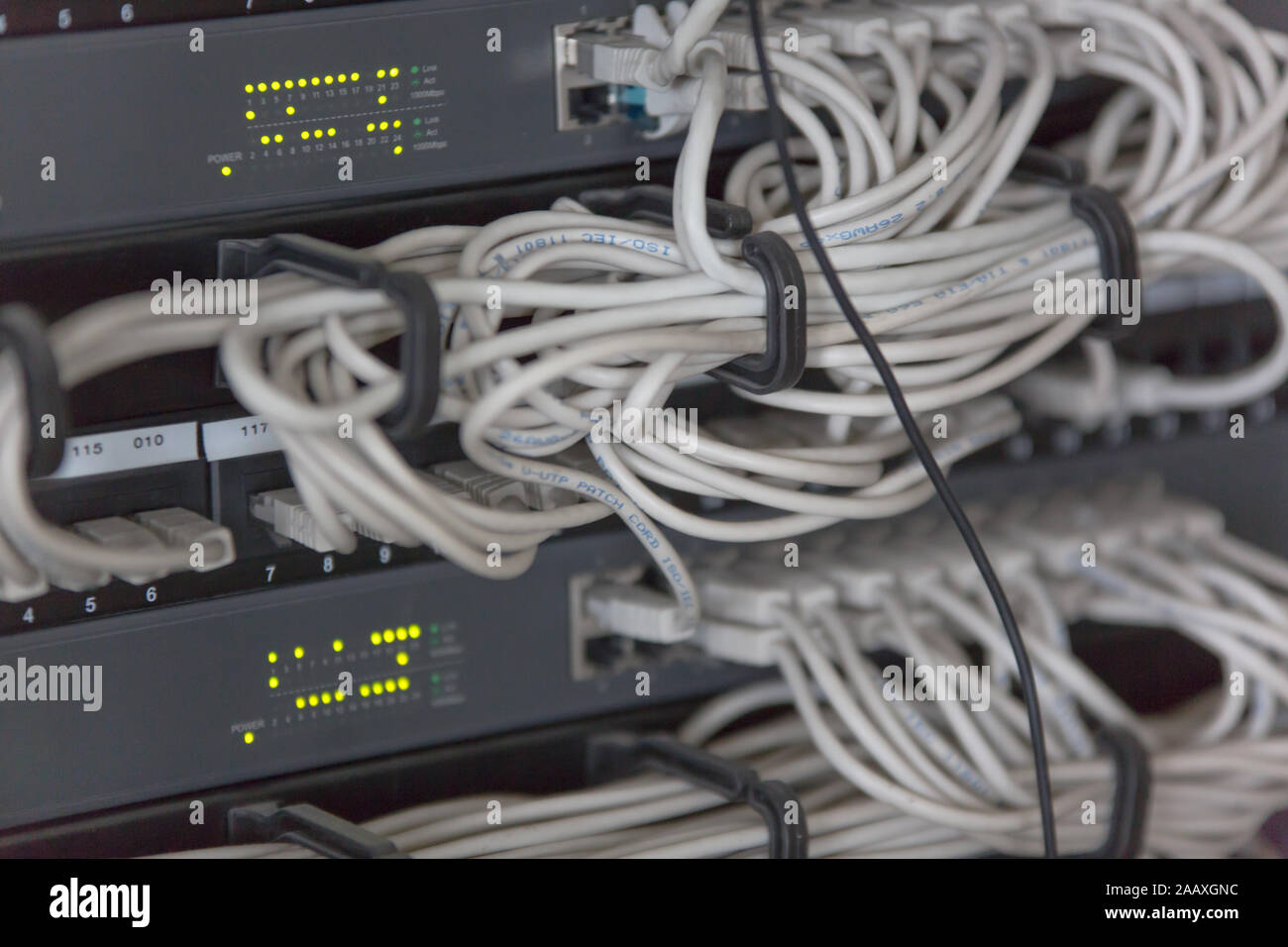 Rack Mounted Servers In A Server Room, close up Stock Photo - Alamy