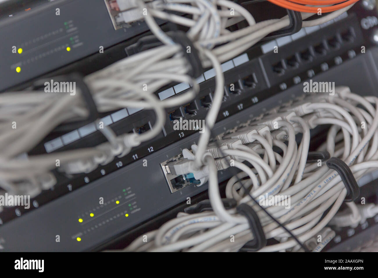 Rack Mounted Servers In A Server Room, close up Stock Photo - Alamy