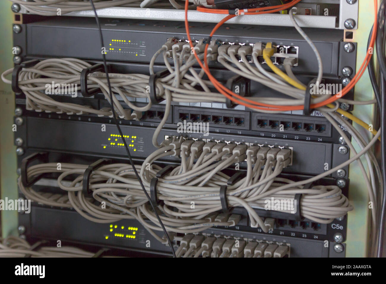 Rack Mounted Servers In A Server Room, close up Stock Photo - Alamy