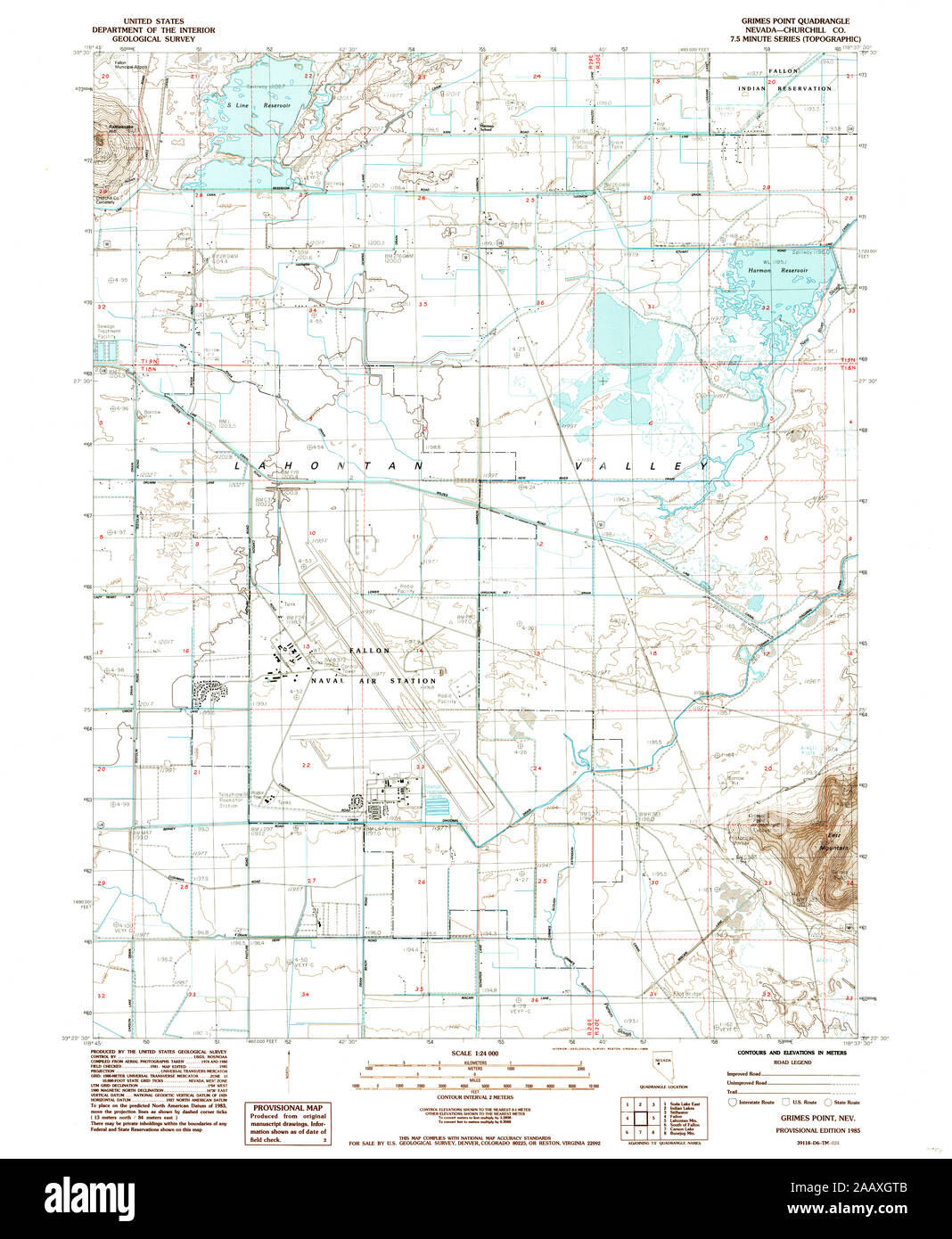 USGS TOPO Map Nevada NV Grimes Point 318924 1985 24000 Restoration ...