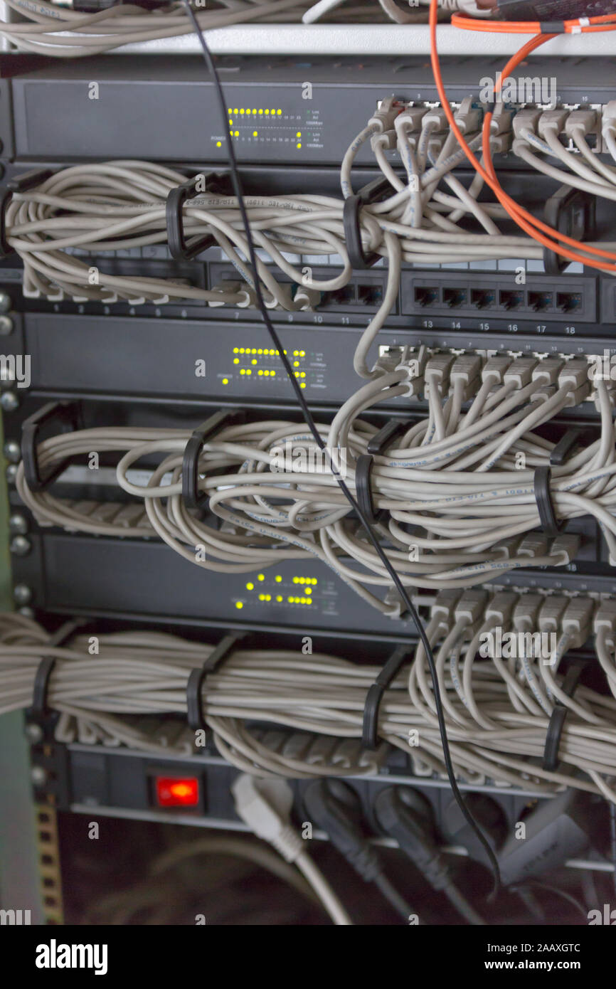 Rack Mounted Servers In A Server Room, close up Stock Photo - Alamy
