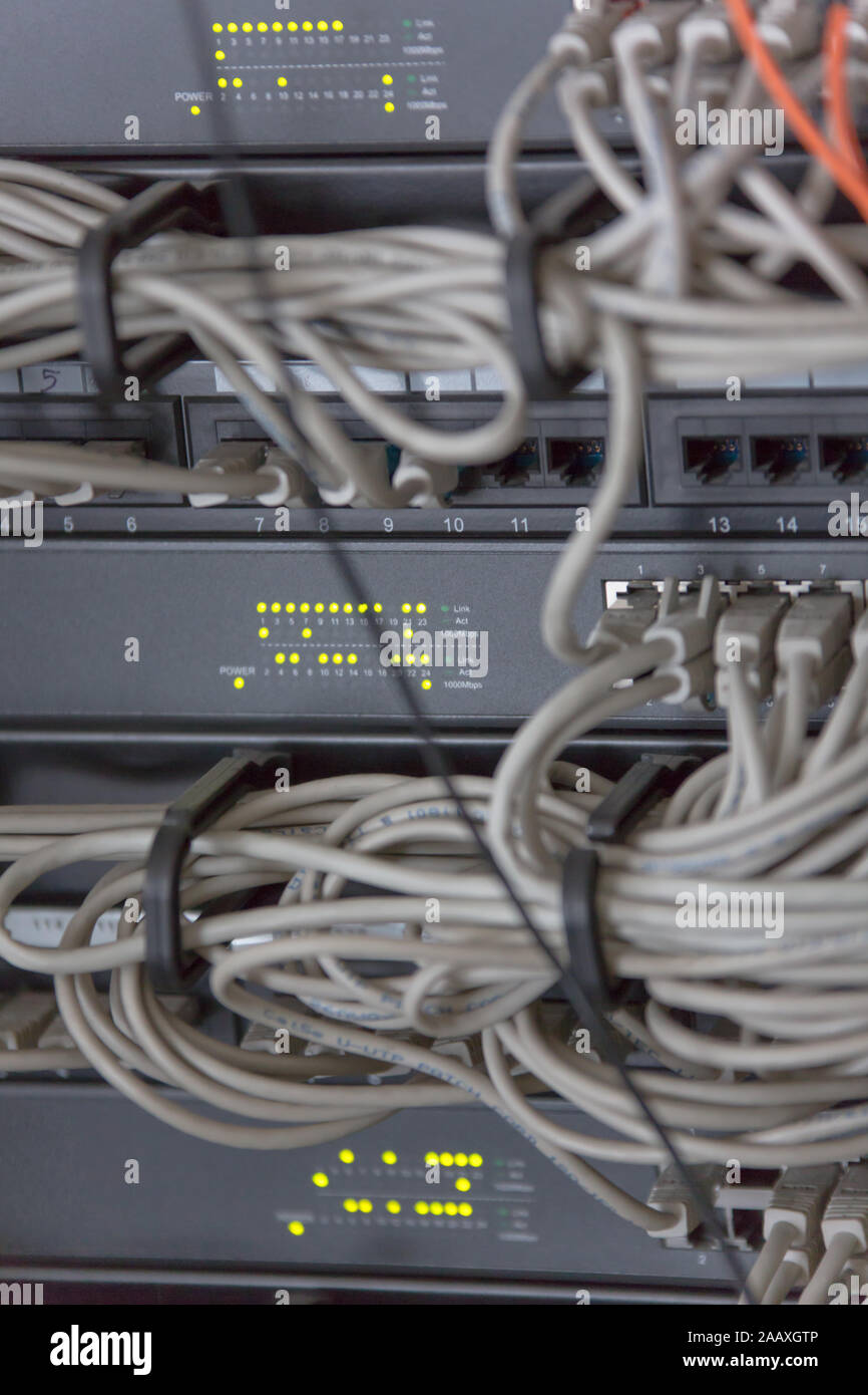 Rack Mounted Servers In A Server Room, close up Stock Photo - Alamy