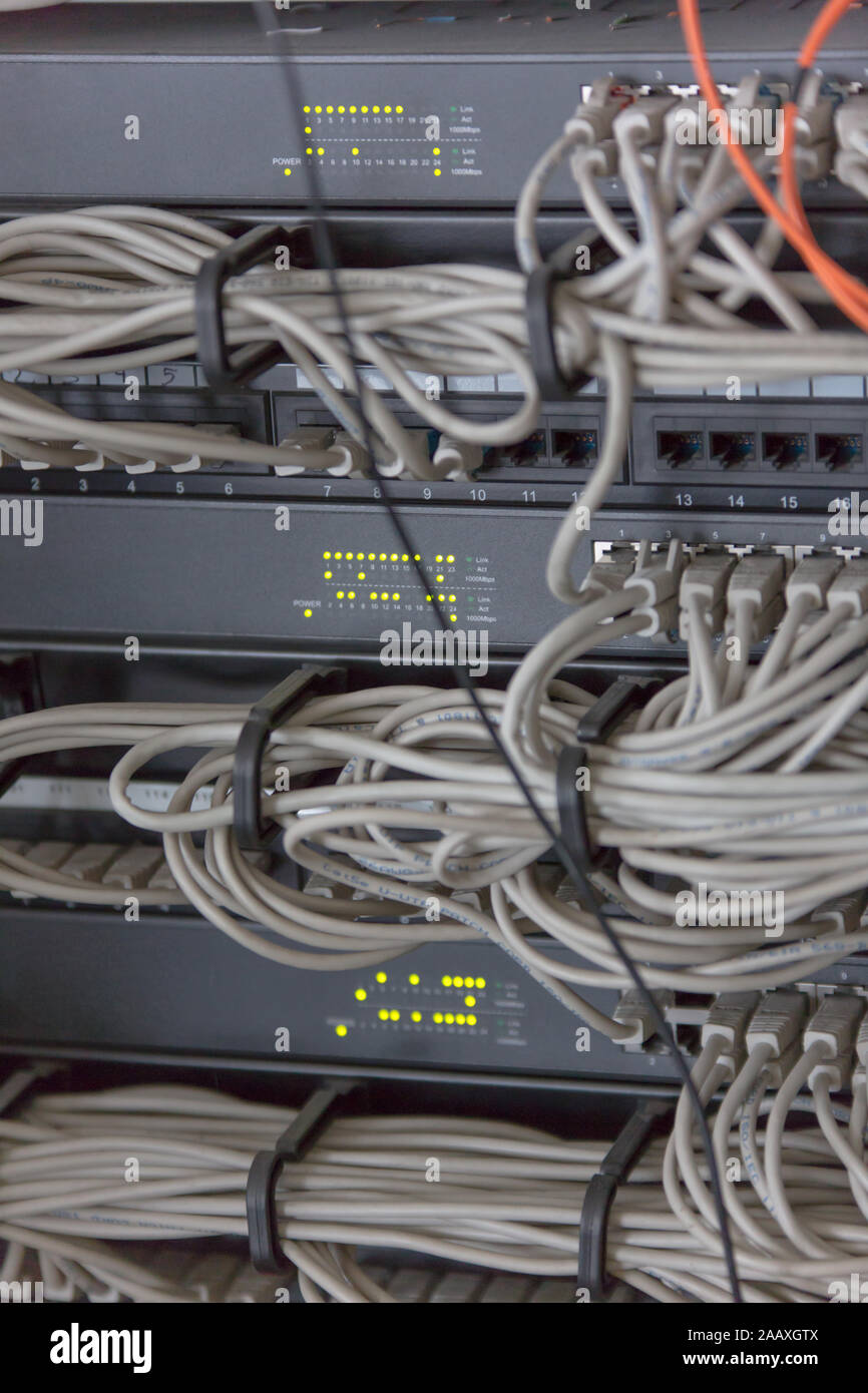 Rack Mounted Servers In A Server Room, close up Stock Photo - Alamy