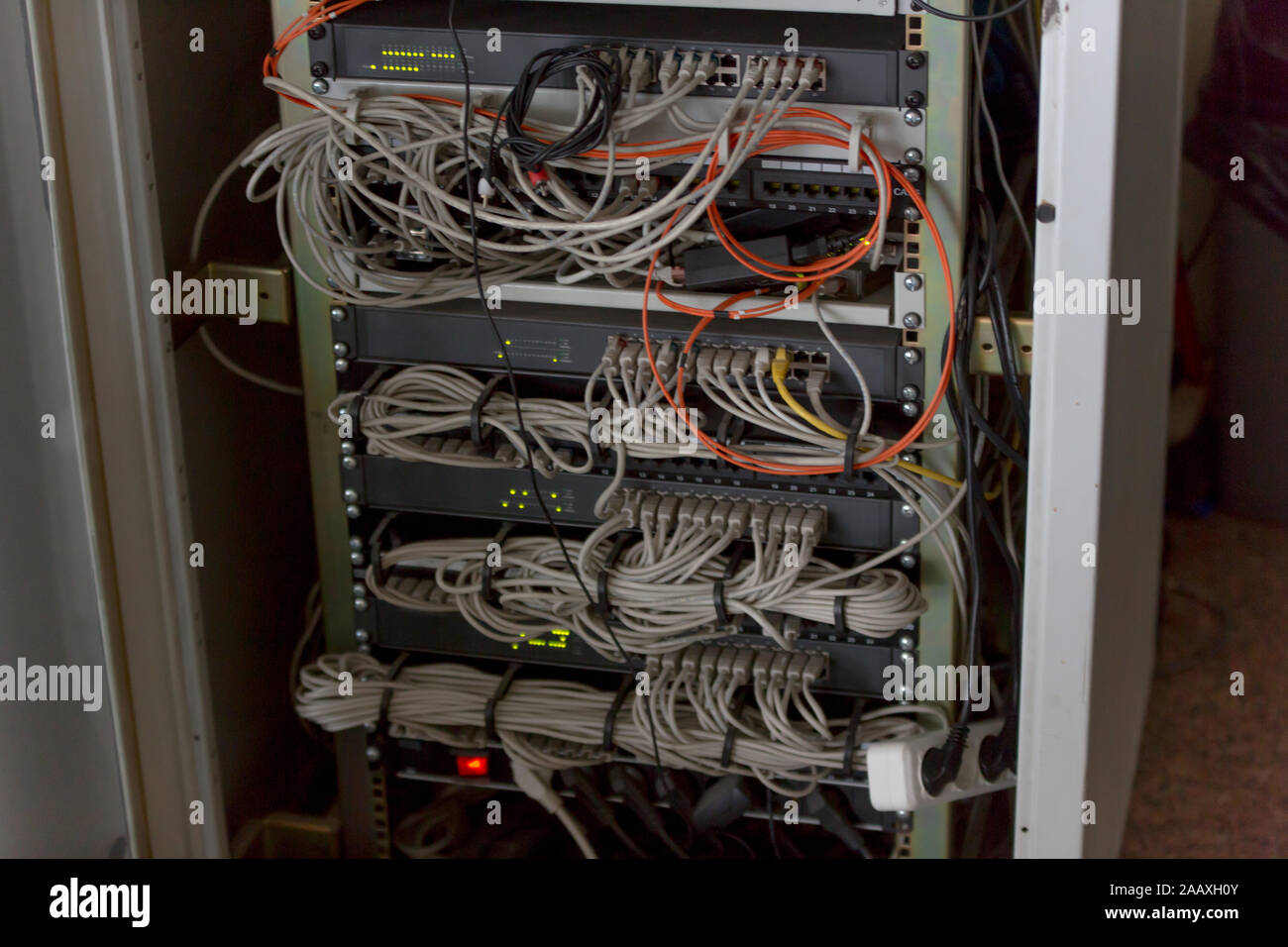 Rack Mounted Servers In A Server Room, close up Stock Photo - Alamy