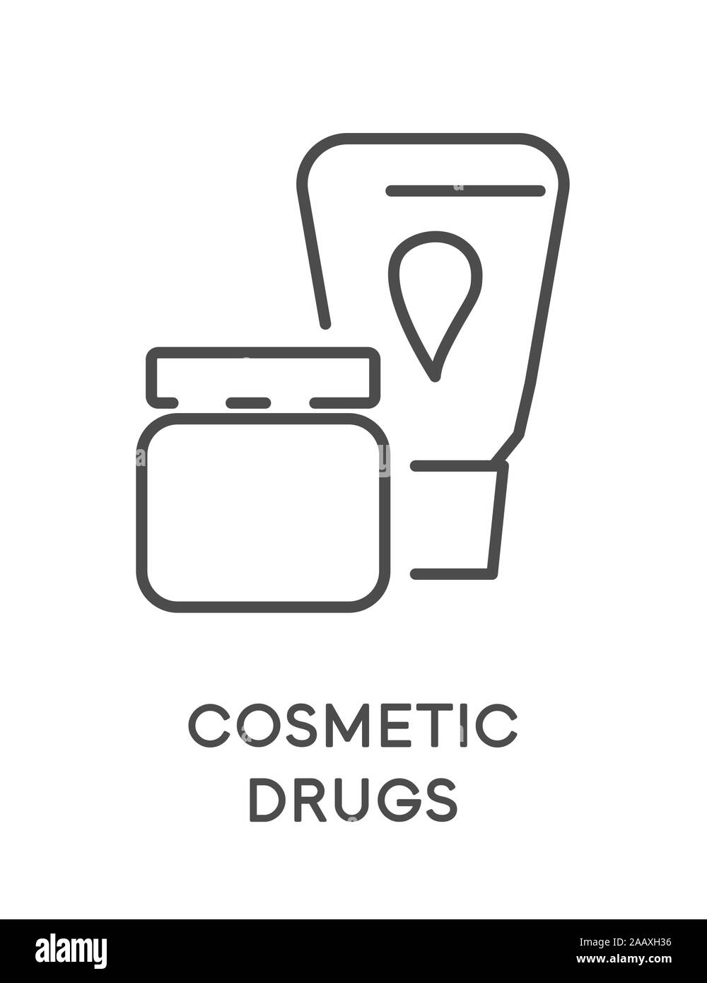 Cosmetic drugs, skincare cream and lotion isolated outline icon Stock ...