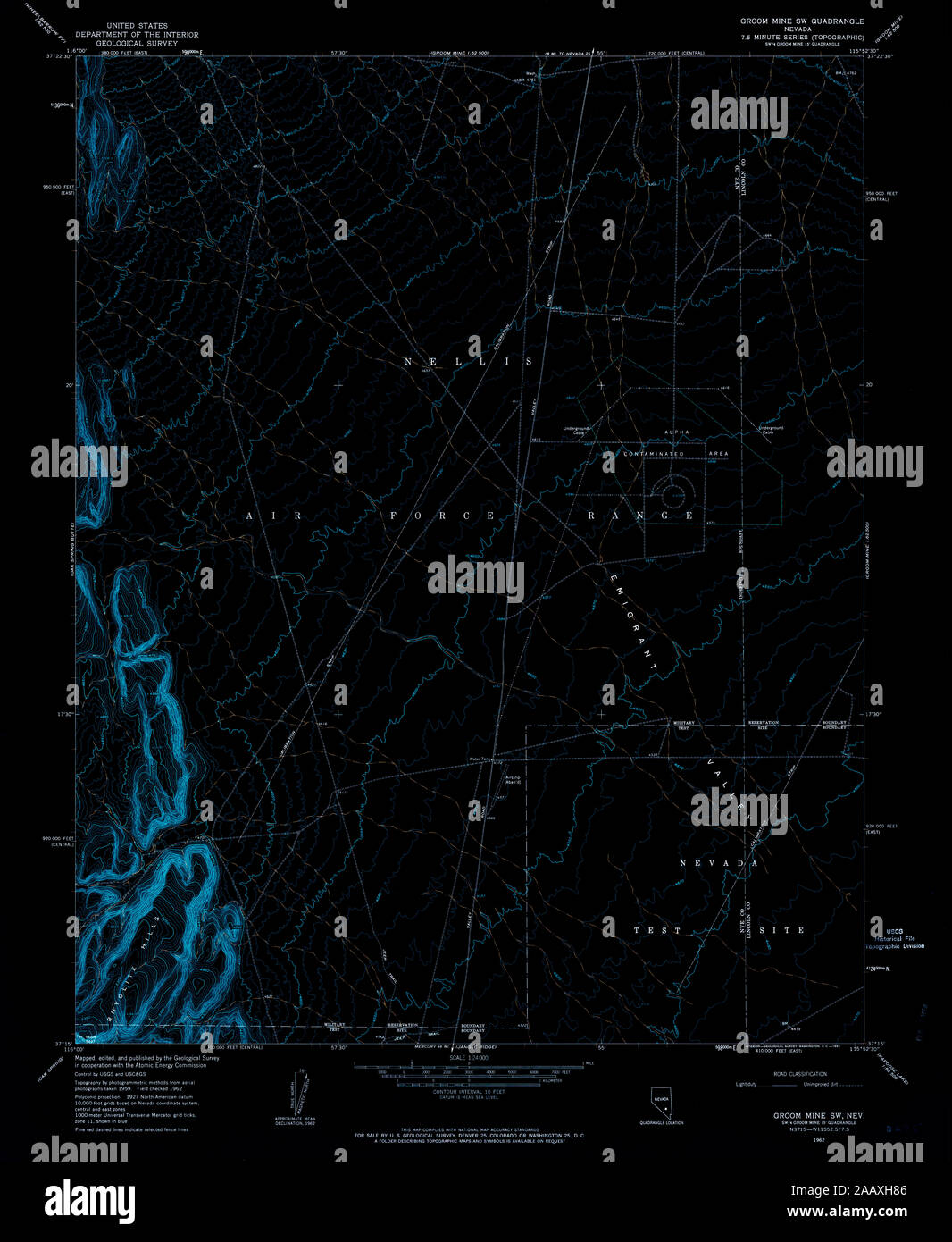USGS TOPO Map Nevada NV Groom Mine SW 318928 1962 24000 Inverted ...