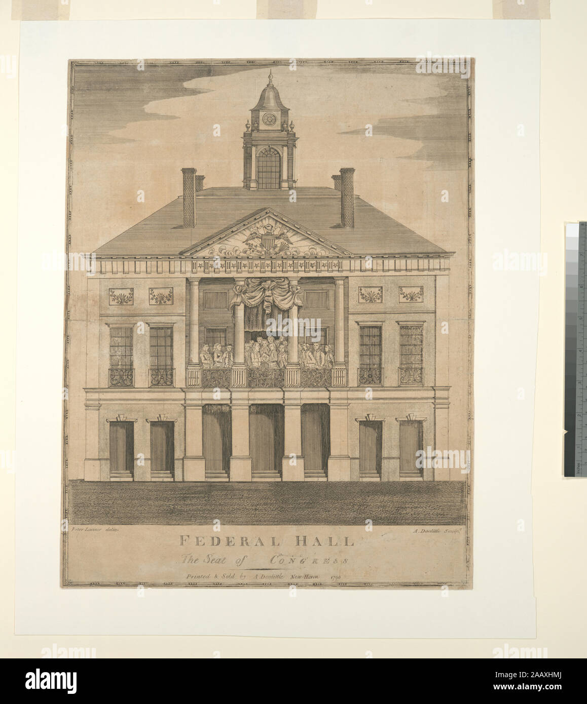 Federal Hall the seat of Congress Stokes 1789-B-124 Print depicts April ...