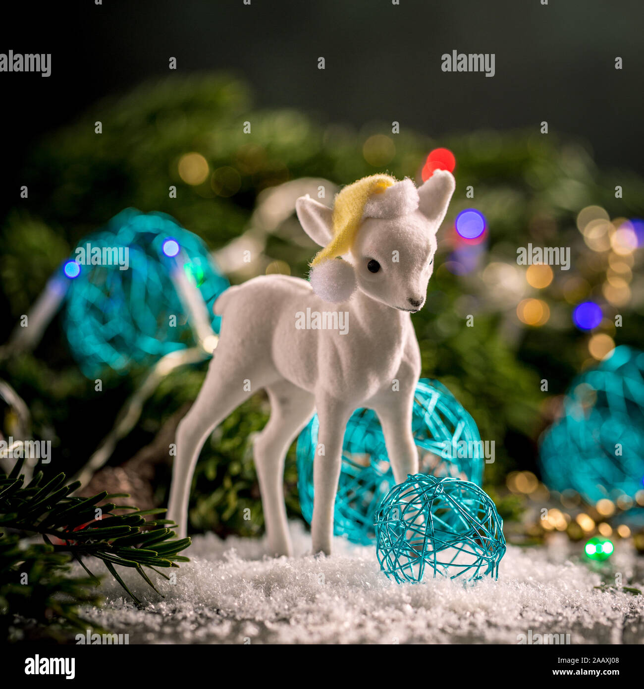 Festive background with wooden christmas tree Stock Photo - Alamy
