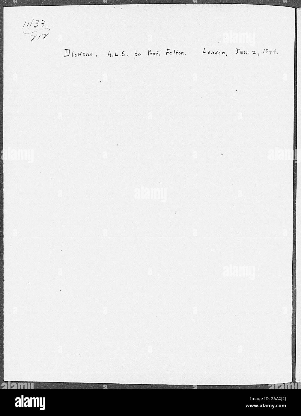 Felton, Prof (C C) AL to 1844 Jan 2 With: Portrait of Dickens by D ...