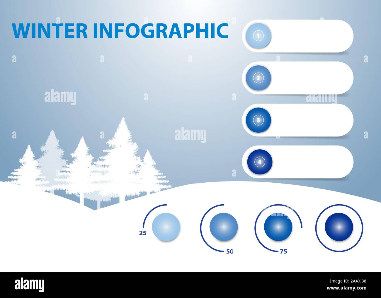 Winter infographic of four blank labels ready for your text and . Graph ...