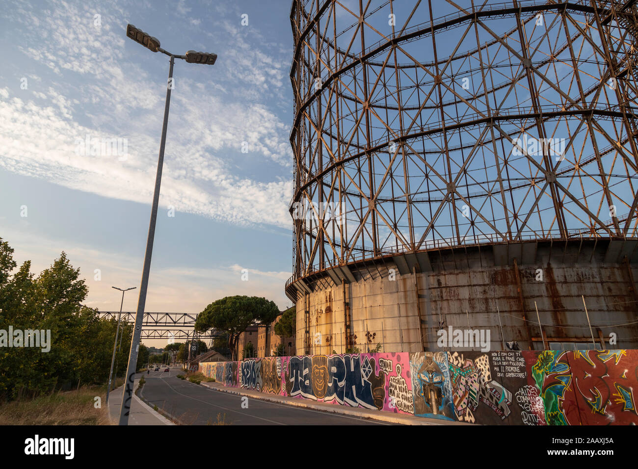 Gasometro in Rome Ostiense district with the sunset light Stock Photo ...