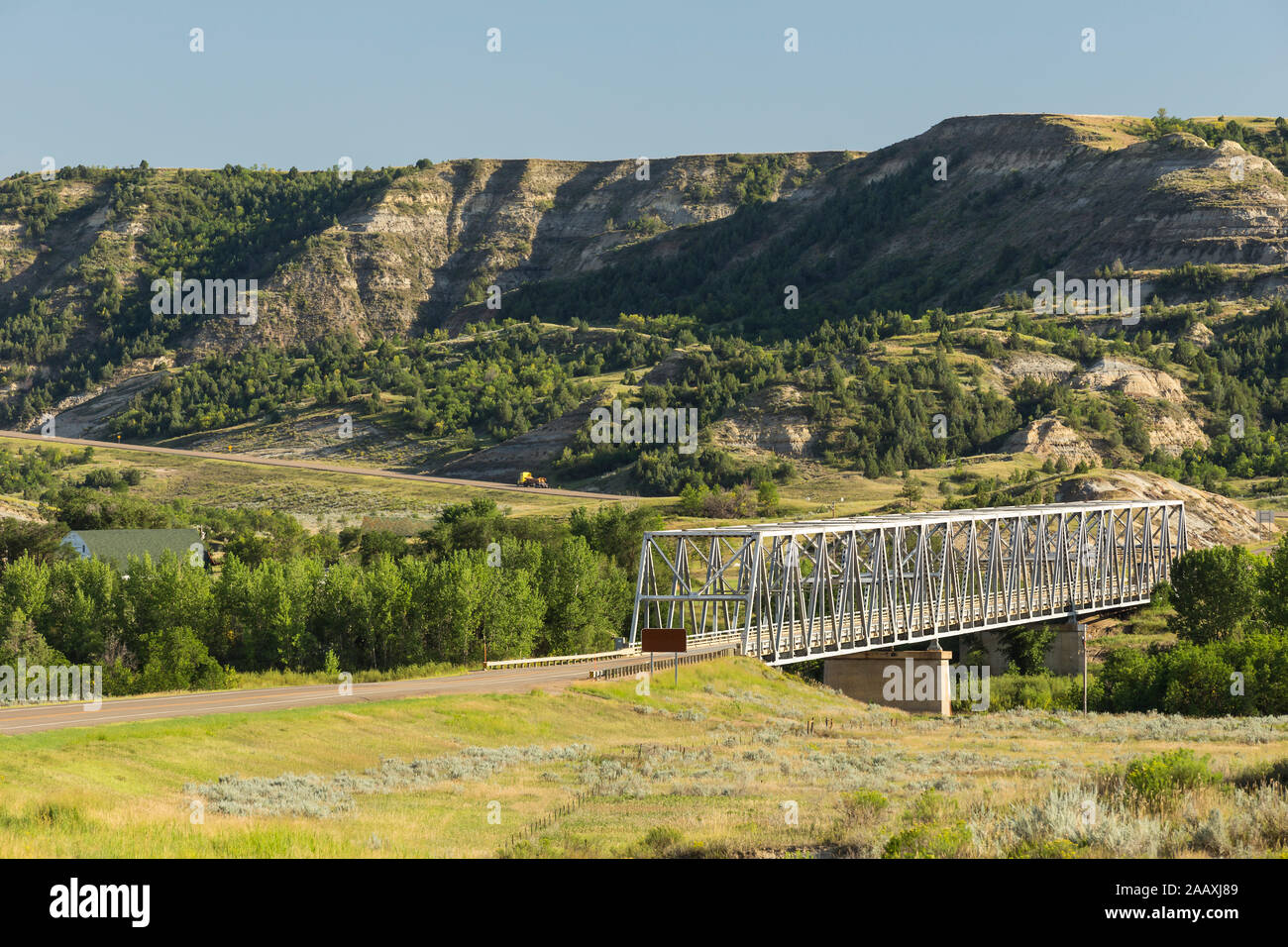Road & Bridge In The Badlands of North Dakota Stock Photo - Alamy