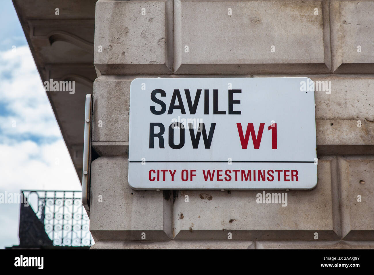 Savile Row W1 - City of Westminster` London Street Sign Stock Photo - Alamy