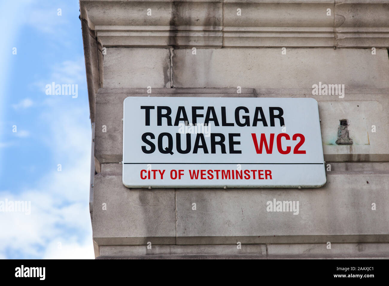 Trafalgar Square WC2 - City of Westminster` London Street Sign Stock ...
