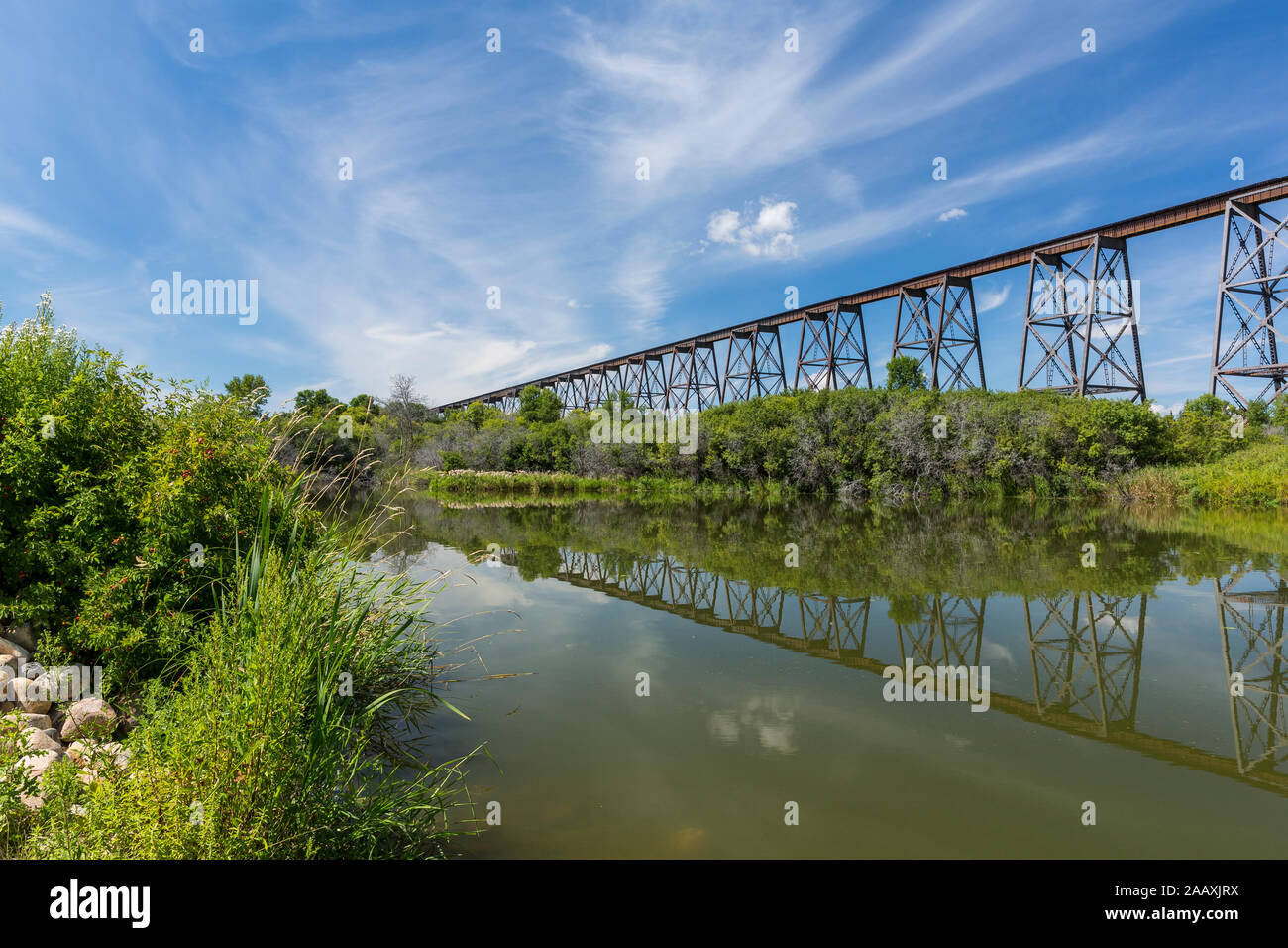 A Tall and Long Railroad High Bridge Stock Photo - Alamy