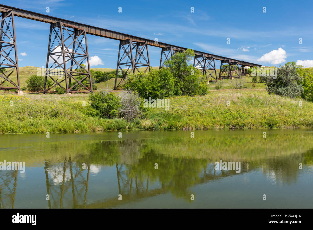A Tall and Long Railroad High Bridge Stock Photo - Alamy