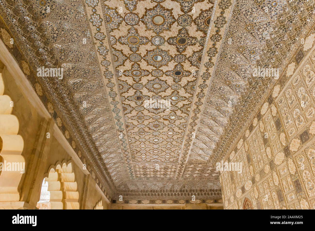Decorated ceiling of the Amber Palace in Jaipur, India Stock Photo - Alamy