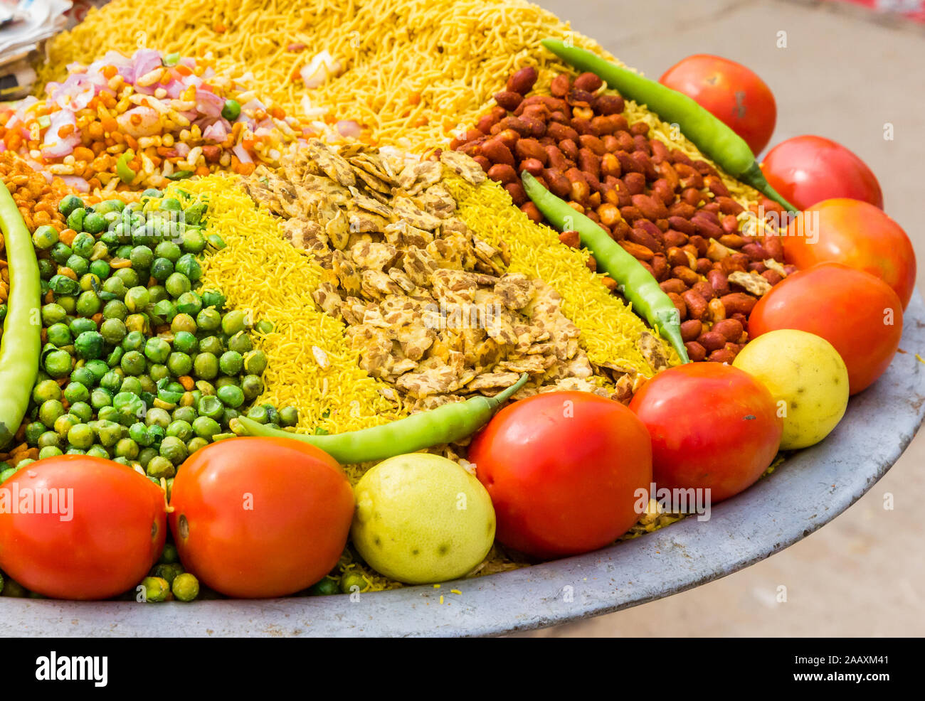 Colorful indian vegetarian food at a street market in Jaipur, India ...