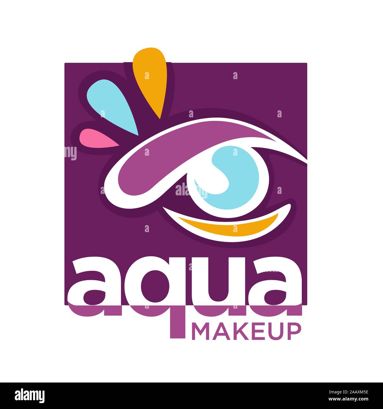Color eye, aqua makeup isolated icon, natural cosmetics brand Stock ...