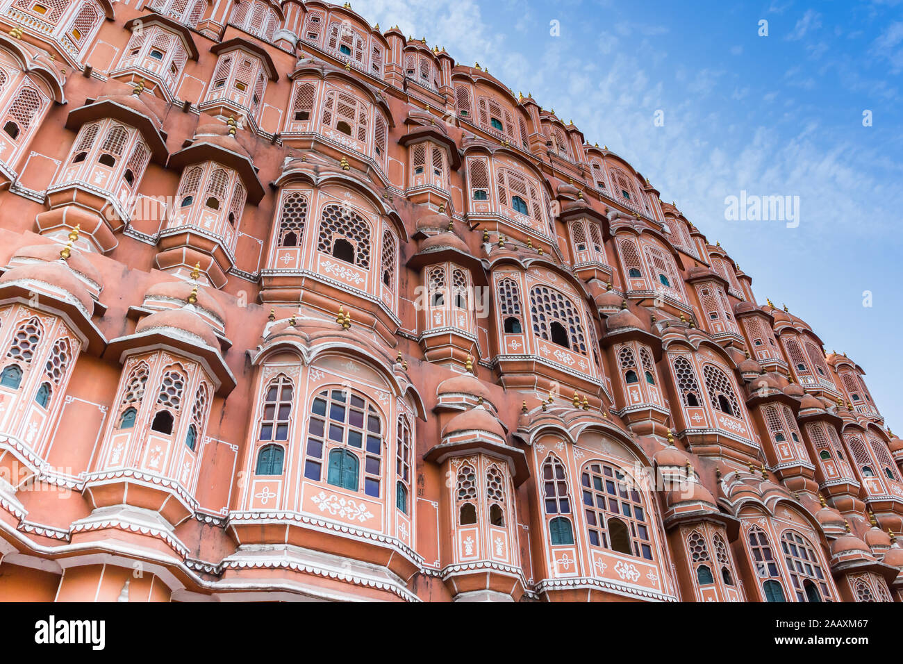 Colorful windows of the Palace of the Winds in Jaipur, India Stock ...