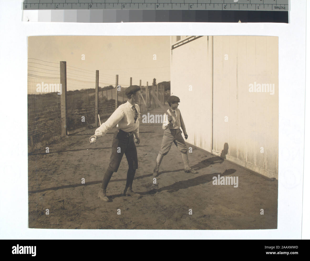 Fig 5- Four boys with a ball & two bats, playing Two Old Cat Duplicate ...