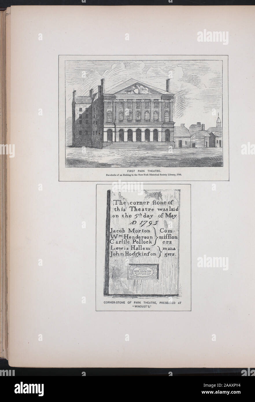 First Park Theatre; Corner-stone of Park Theatre, presented at Windust ...