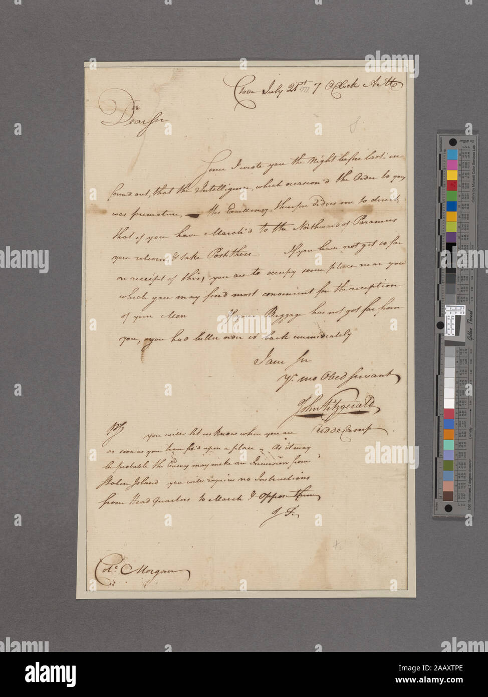 Fitzgerald, John Clove to Colonel Morgan Digitization was made possible ...