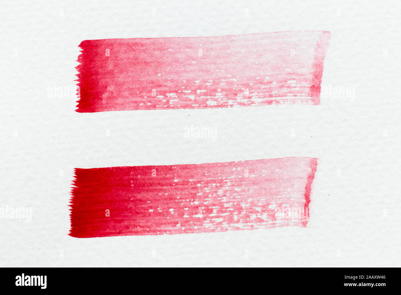 Red color watercolor handdrawing as line brush on white paper ...