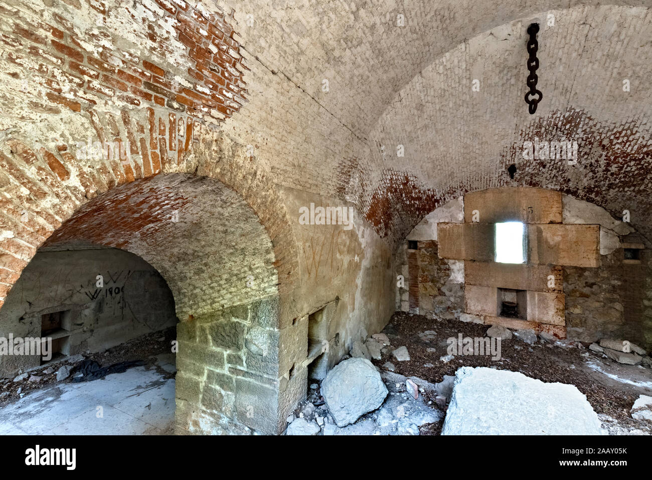 Steps and internal passages of Fort Hlawaty. Ceraino, Verona province ...