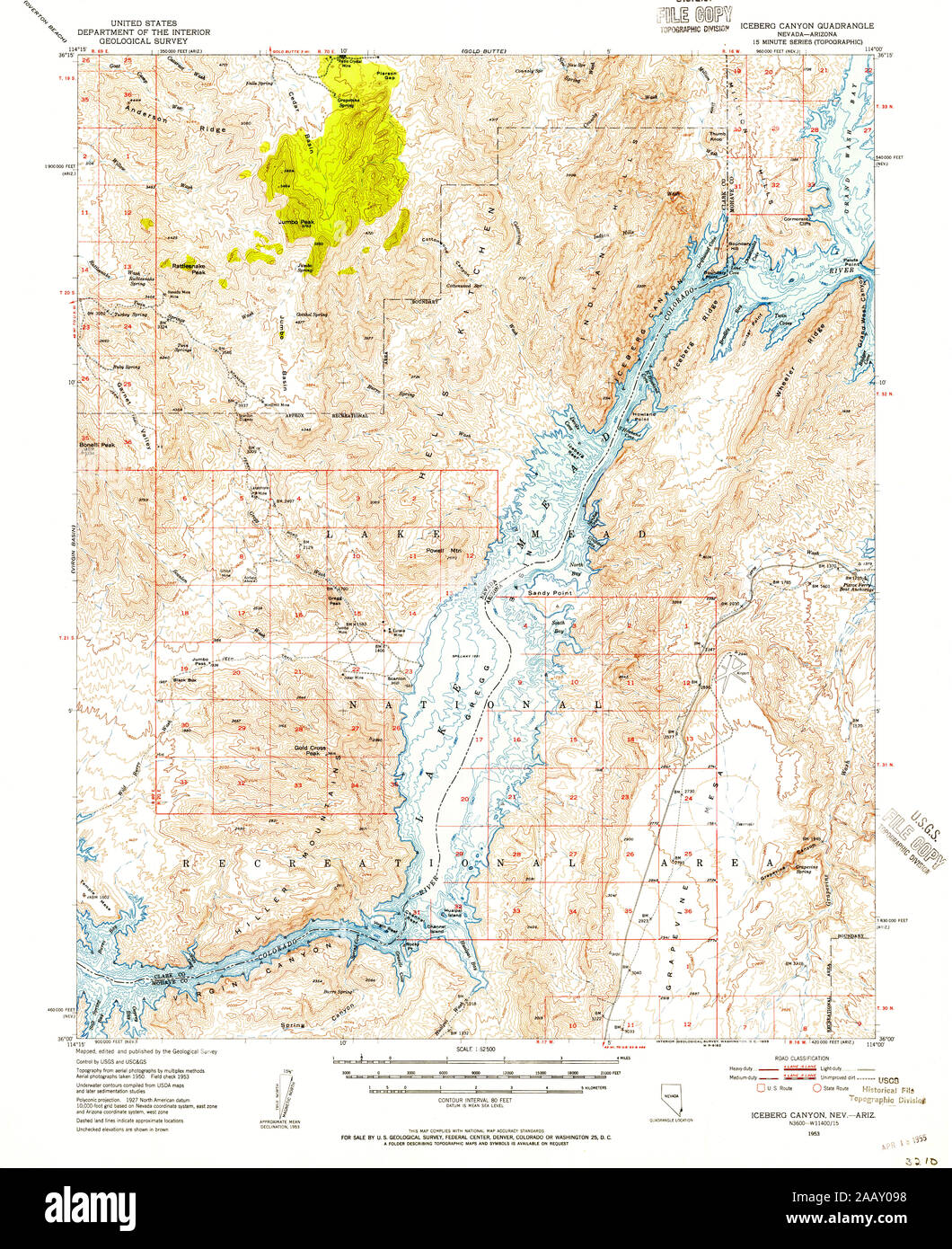 USGS TOPO Map Nevada NV Iceberg Canyon 321000 1953 62500 Restoration ...