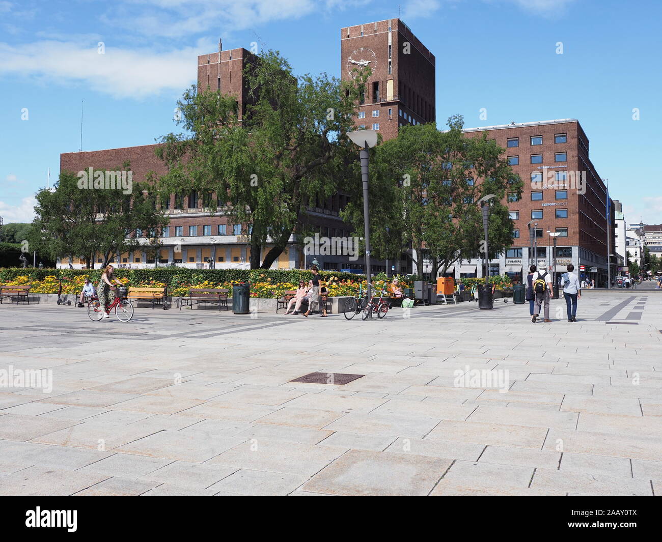 OSLO, NORWAY on JULY 2019: View to city hall building on main square in ...