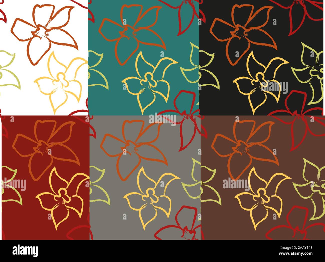 Abstract flowers for fabric design. Decorative floral pattern ...